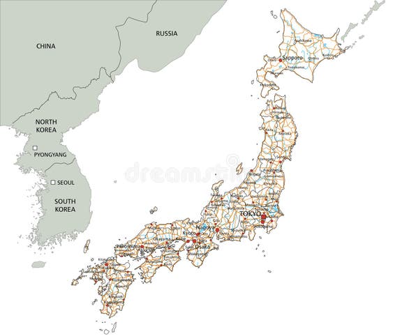 High Detailed Japan Road Map with Labeling. Stock Vector - Illustration ...