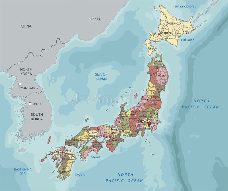 Japan - Highly Detailed Editable Political Map with Labeling. Stock ...