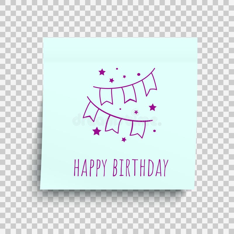 Happy Birthday Sticky Note Stock Illustrations – 126 Happy Birthday ...