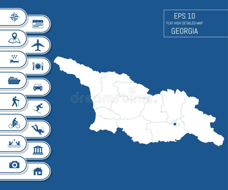 Detailed Map of Georgia Administrative Divisions with Country Flag and ...