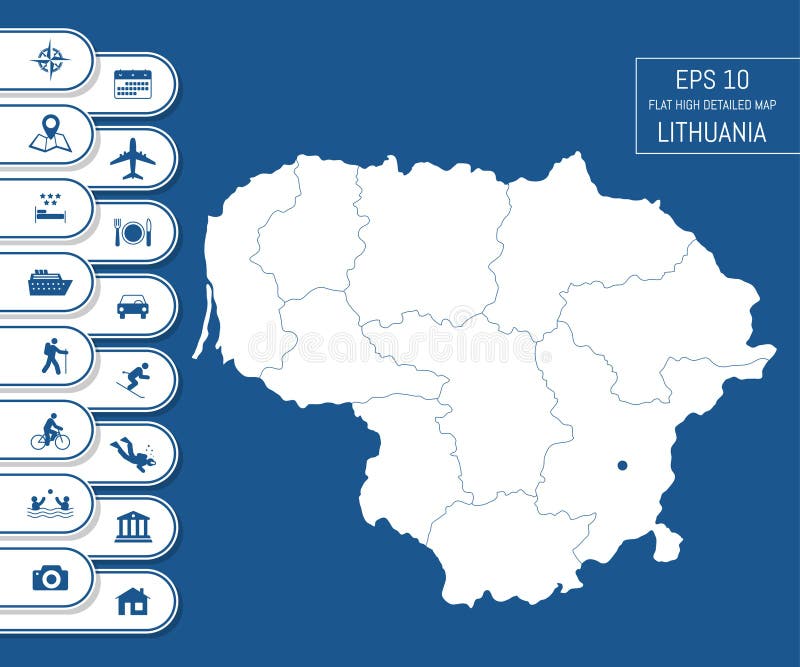 Detailed Lithuania Physical Map with Labeling. Stock Vector ...