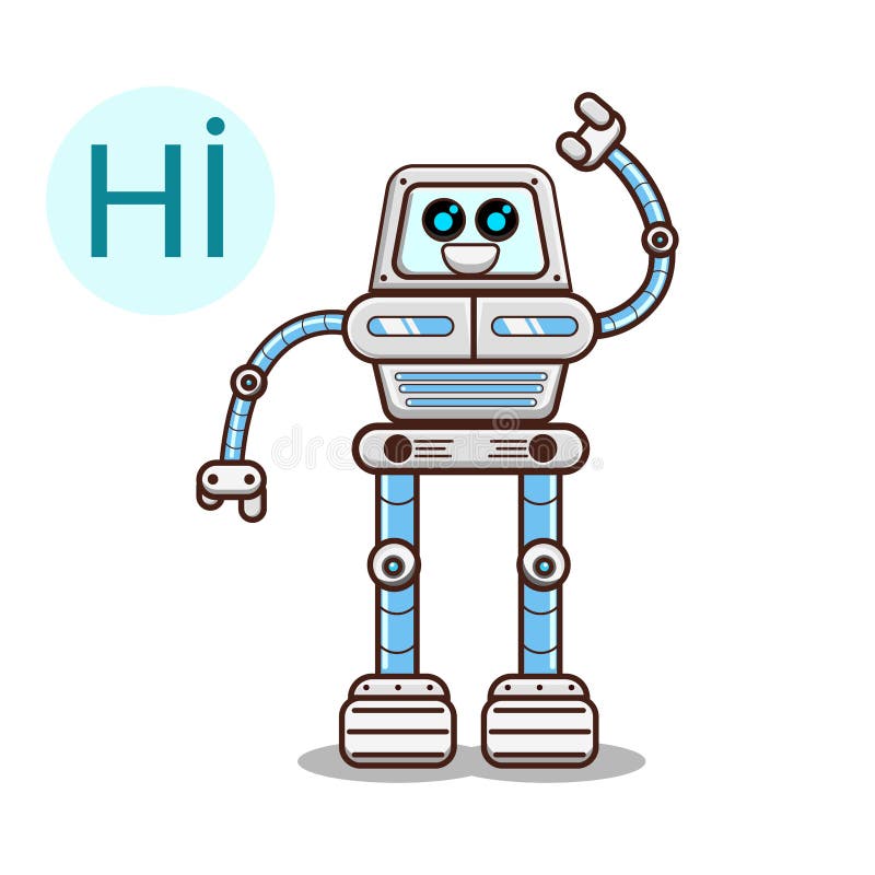 Cute Smiling Robot Mascot, Robot Say Hi, Modern Flat Vector Cartoon ...