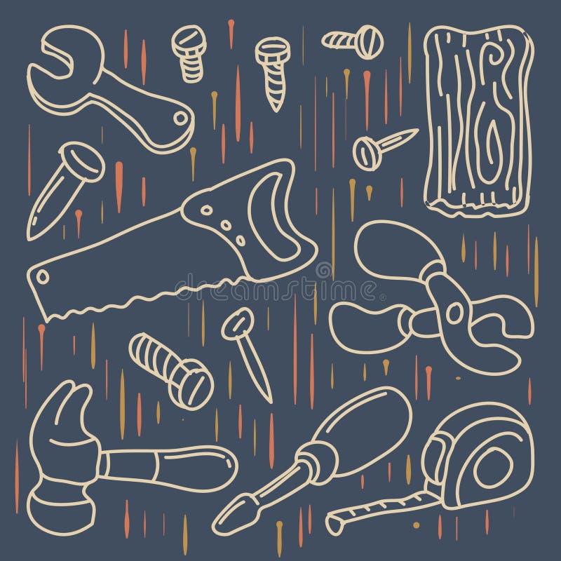 Doodle Carpentry Workshop Tools Vector Illustration Stock Vector ...