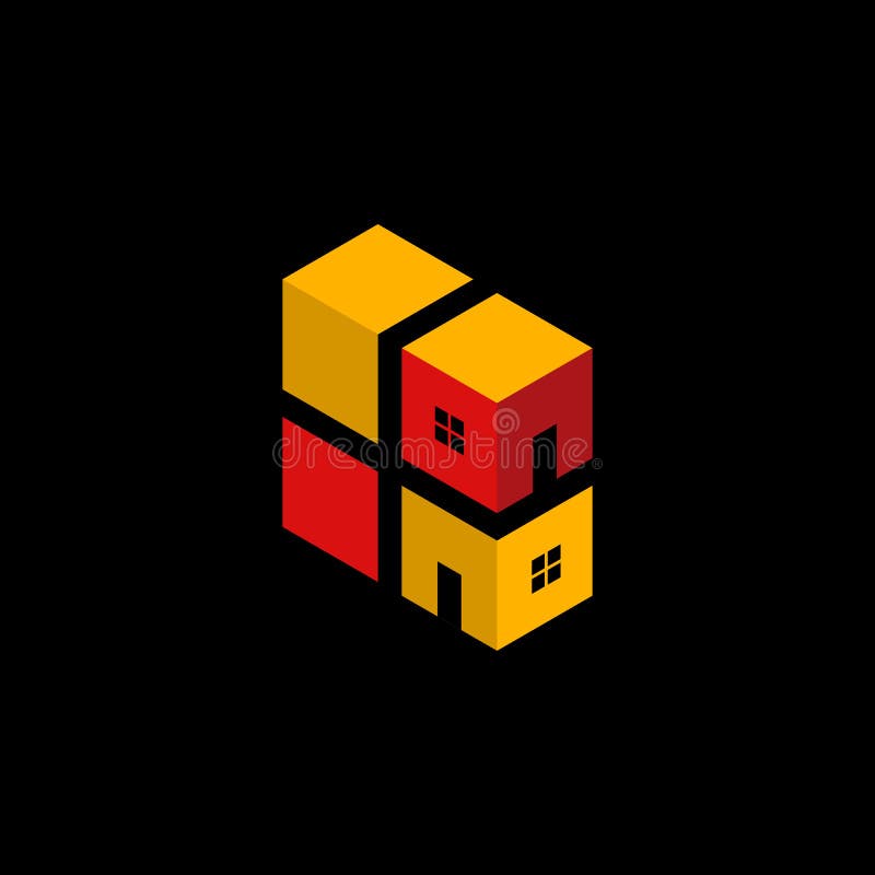 Home Block Cube Modern Property Industrial Logo Stock Vector ...