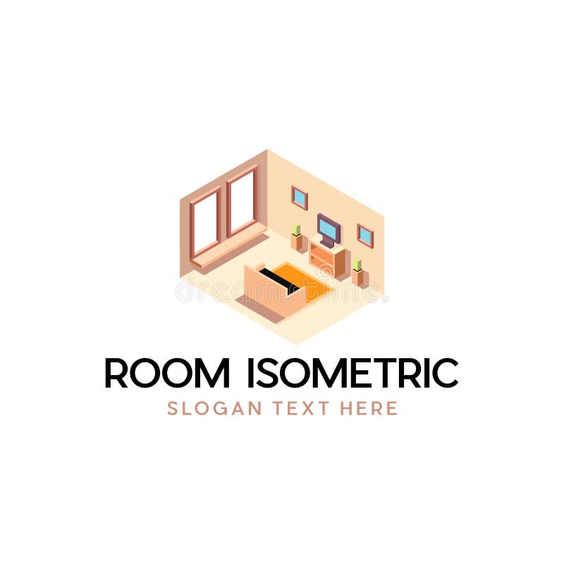 Room Isometric 3D Interior Abstract Modern Business Logo Stock Vector ...
