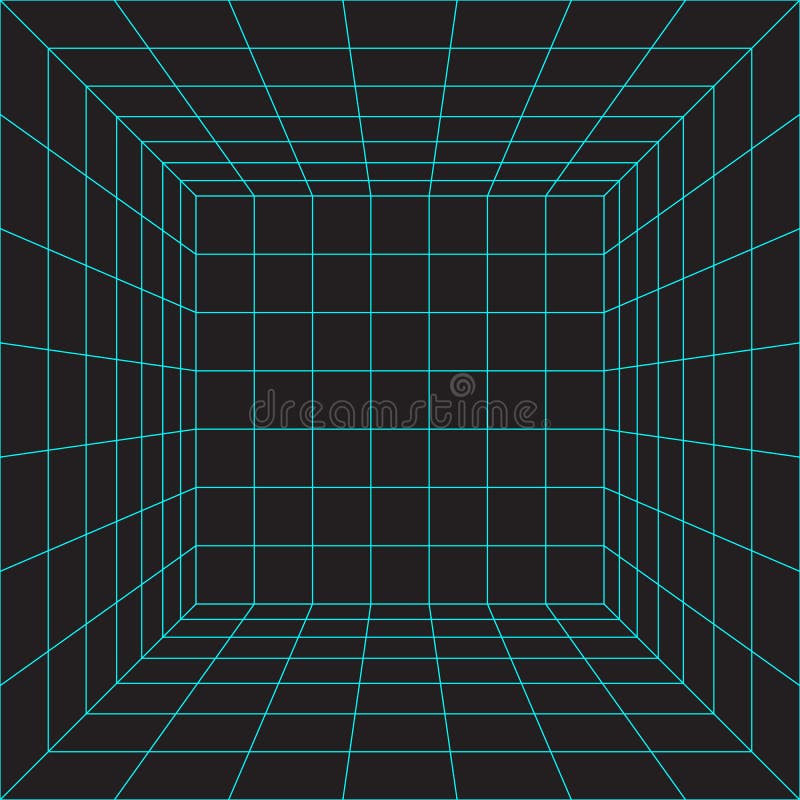 3D Grid Vector Graphic in 80`s Retro Style Stock Vector - Illustration ...