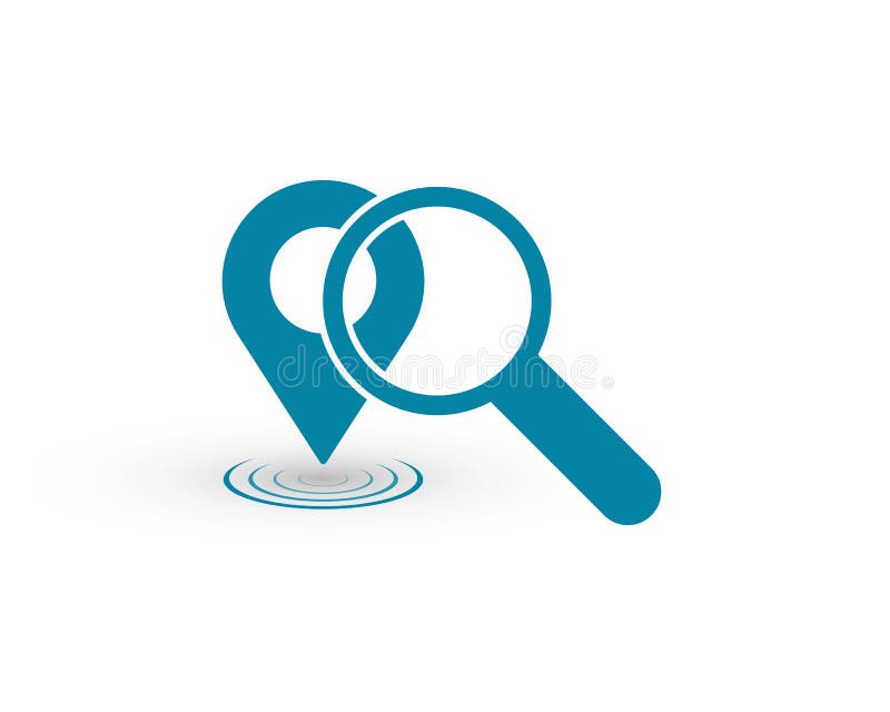 Vector Location Map Pin and Magnifying Glass Icon Position GPS Location ...
