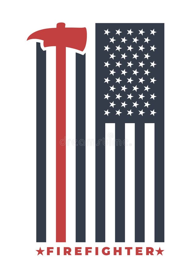 Vector Firefighter Flag Badge Stock Illustration - Illustration of ...