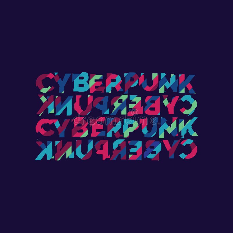 Cyberpunk Futuristic Typography Design Stock Illustration ...