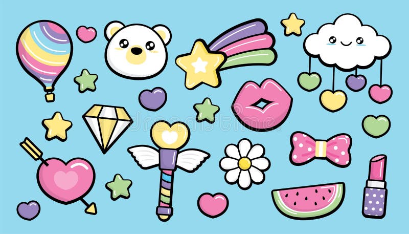 Girly Elements Set stock vector. Illustration of glasses - 9987238