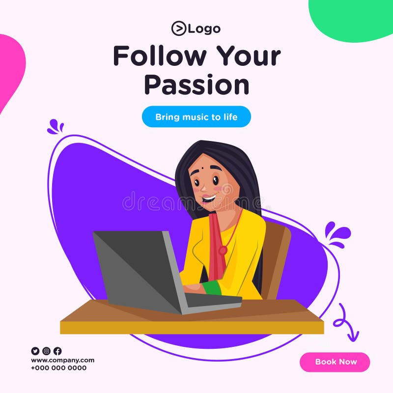 Follow Your Passion Banner Design. Stock Illustration - Illustration of ...