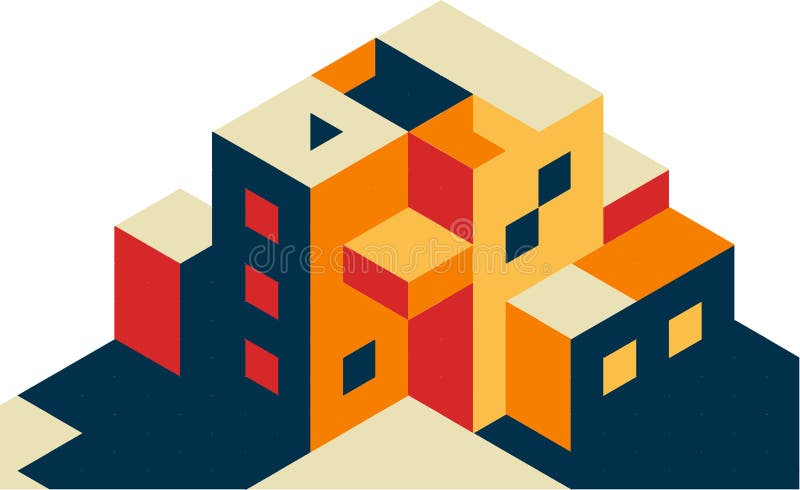 Strange Isometric Building with Two Different Shadows and Warm Colors ...