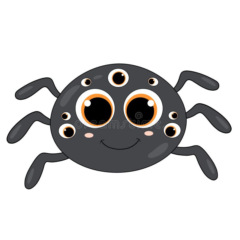 Cute Black Spider with Big Eyes for Your Halloween Design. Stock Vector ...