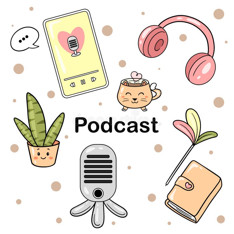 Podcast. a Set of Design Elements for a Podcaster Stock Illustration ...