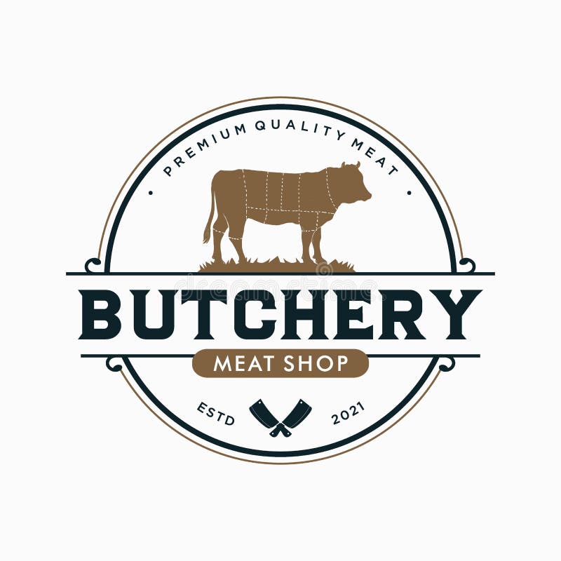 Vintage Butchery Emblem Logo Template. Livestock Farm Logo Stock Vector ...