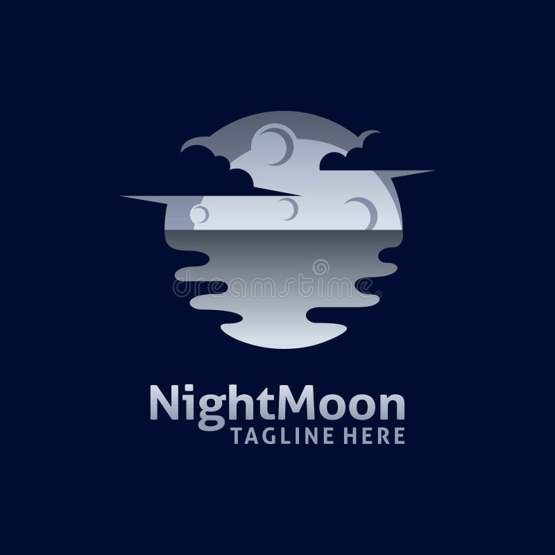 Night moon logo design stock vector. Illustration of lunar - 237774964