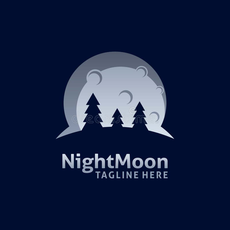 Night moon logo design stock vector. Illustration of illuminated ...