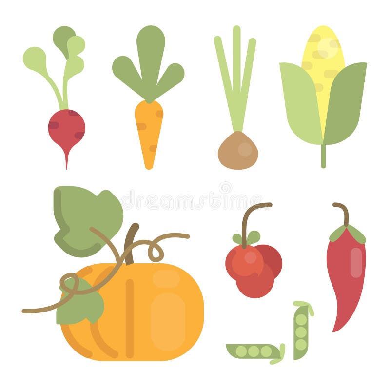 Simple Set of Vegetables. Vegetables Icons. Flat Vector Illustration ...