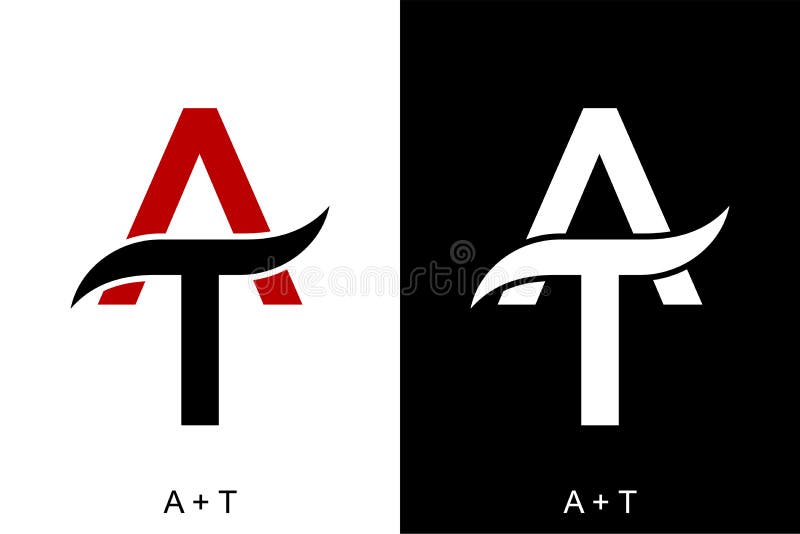 Letter a and T initials stock vector. Illustration of business - 241482062