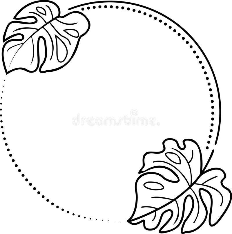 Round frame with monstera stock vector. Illustration of border - 243316310