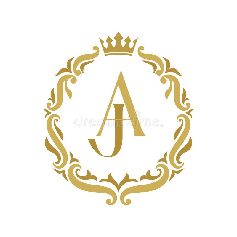 AJ Letter Gold Floral Vintage Logo Template. Stock Vector ...