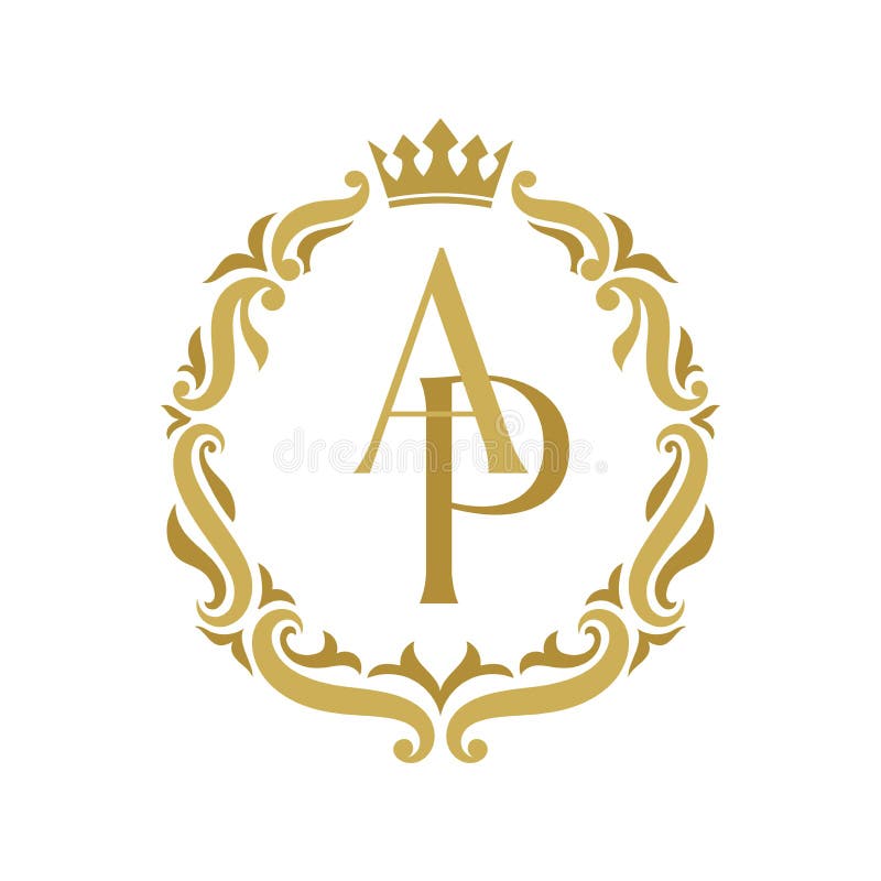 AP Letter Gold Floral Vintage Logo Template. Stock Vector ...