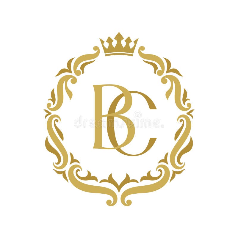 BC Letter Gold Floral Vintage Logo Template. Stock Vector ...