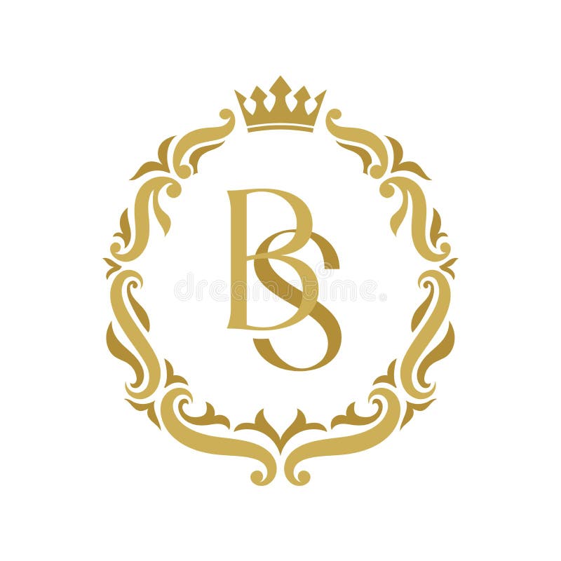 BS Letter Gold Floral Vintage Logo Template. Stock Vector ...