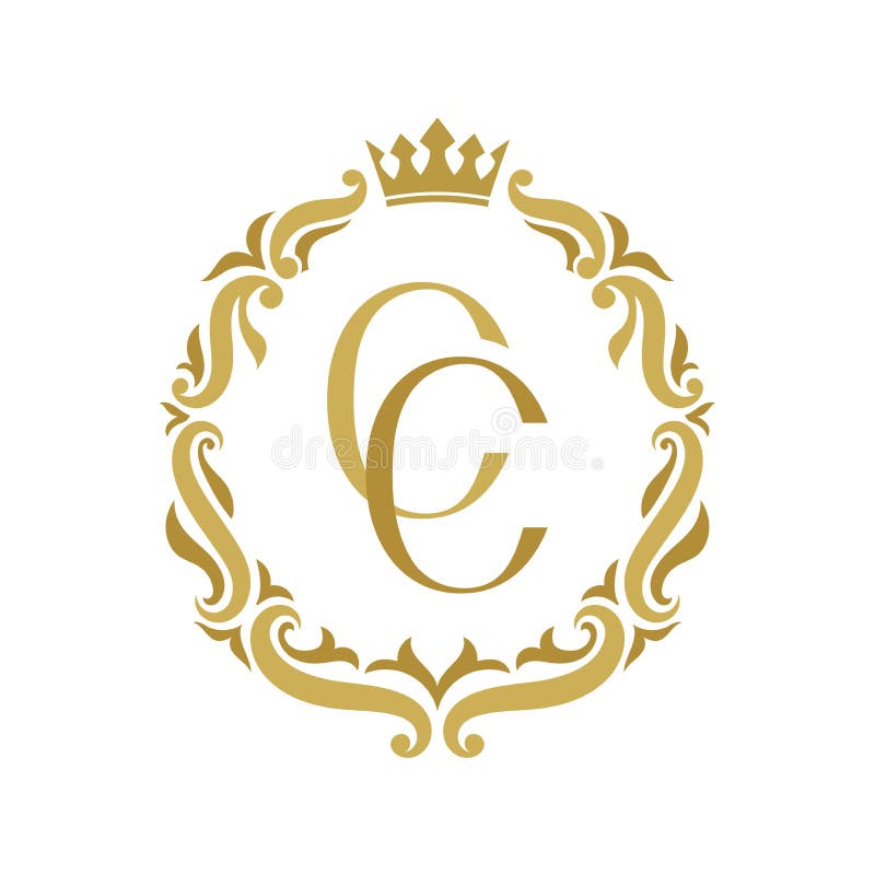 CC Letter Gold Floral Vintage Logo Template. Stock Vector ...