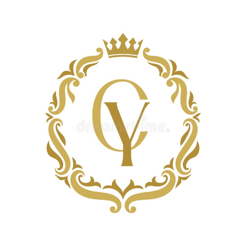 CY Letter Gold Floral Vintage Logo Template. Stock Vector ...