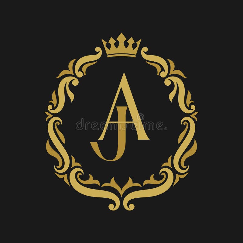 AJ Letter Gold Floral Vintage Logo Template. Stock Vector ...