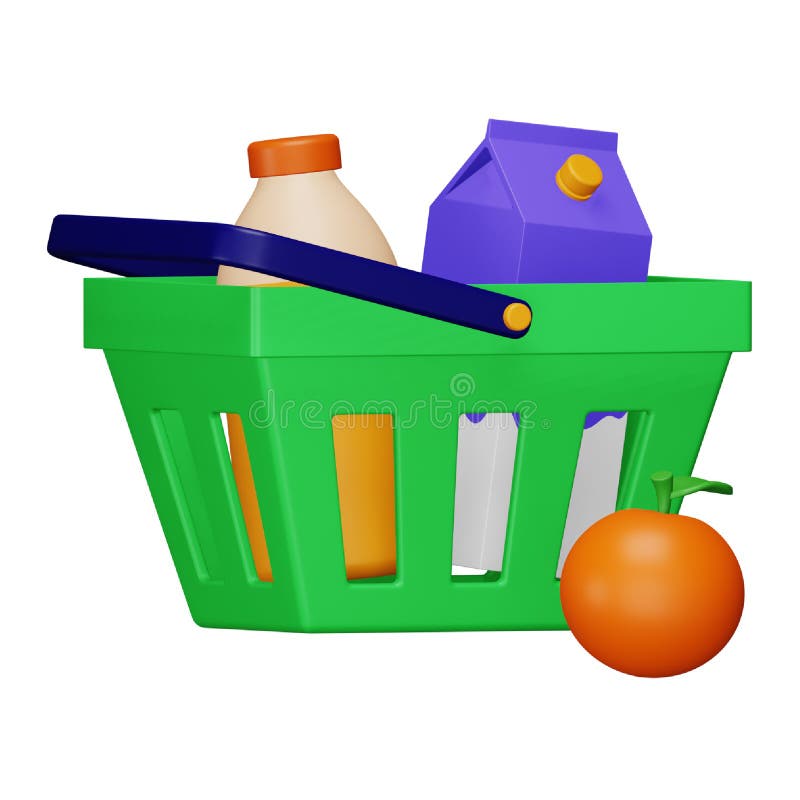 Grocery Shopping 3d Rendering Isometric Icon. Stock Vector ...