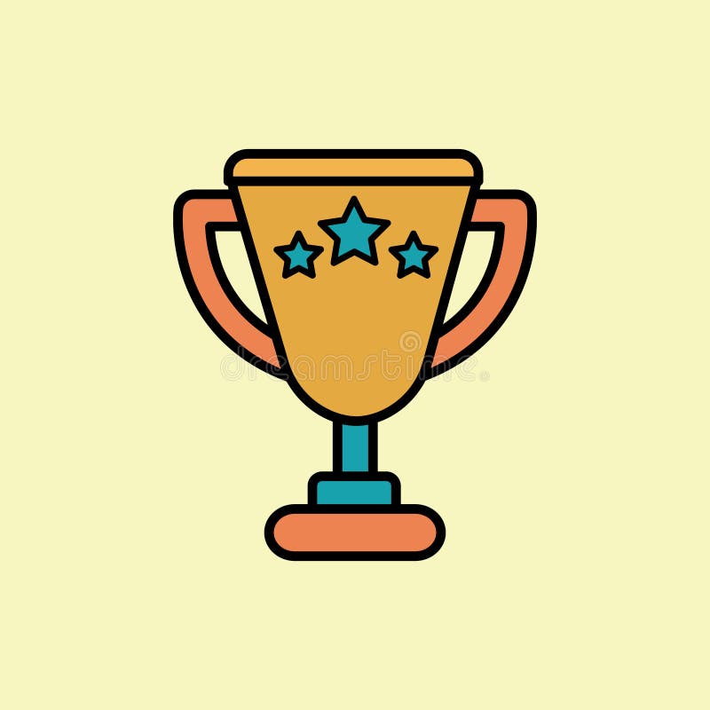 Award Orange Trophy Icon, Champion Trophy Vector Illustration, Trophy ...