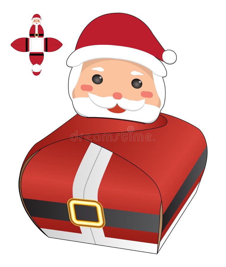 Santa Claus Box Packaging Die Cut Template Stock Vector - Illustration ...