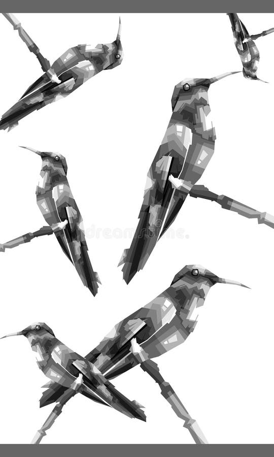 Illustration of a Set of Birds, in a Frame, Design Wpap Stock Vector ...