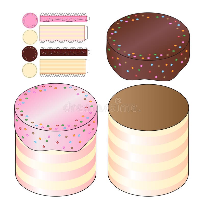 Round Cake Box Packaging Die Cut Template Design Stock Vector ...