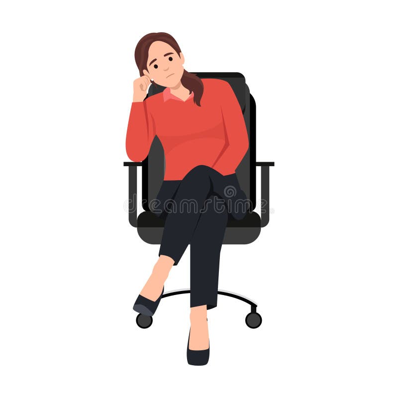Business Woman Sad Sitting on Office Chair with Tired Face and Looking ...
