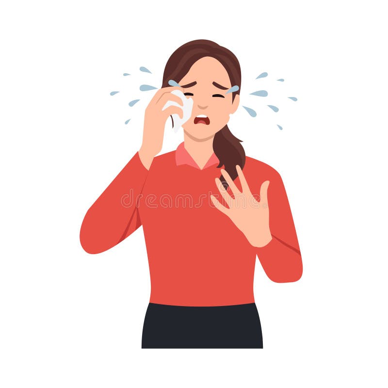 Beautiful Young Woman Crying and Wiping Tears from Her Eyes. Woman ...