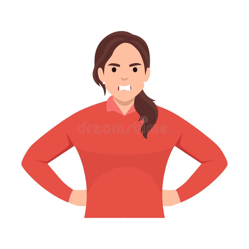 Offended Woman Sulking and Expressing Angry Emotion Stock Vector ...