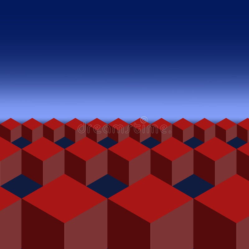 The Distant View of the Red Cube Stock Vector - Illustration of ...