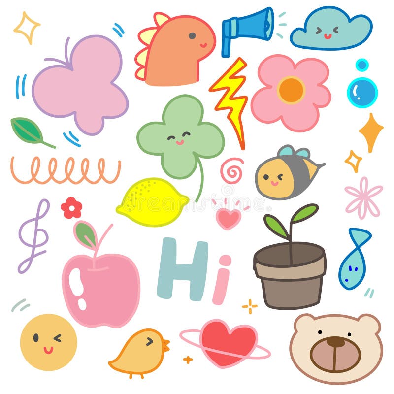 Cute Set for Sticker , Postcard , Invitation . Vector Illustration for ...