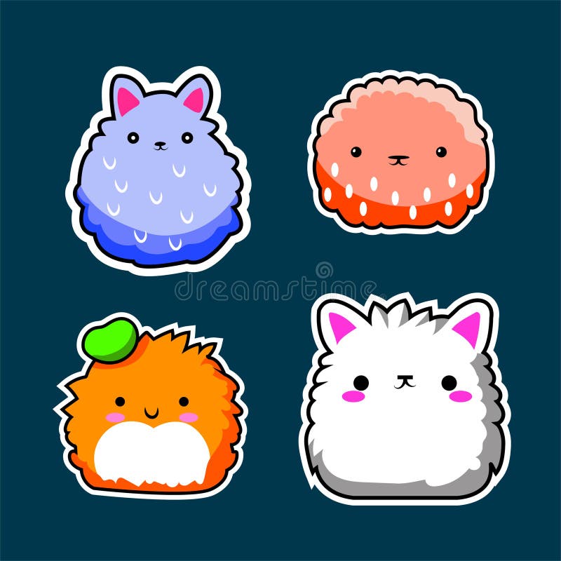 Super Cute Kawaii Animal Cartoon Sticker Set of Four for Kids Journals ...