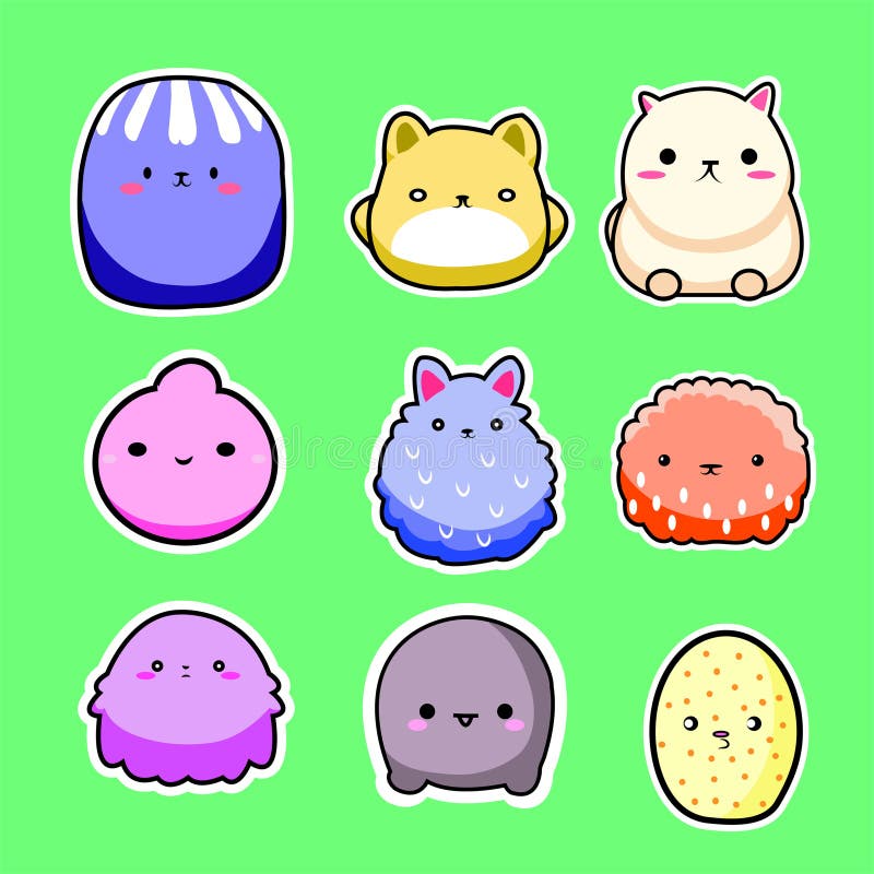 Cute Adorable Chubby Animals Cartoon Sticker Set of 9 for Children Toys ...