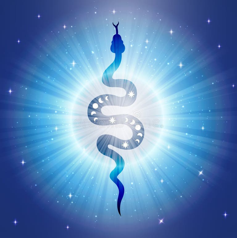 Mystical Esoteric Snake Symbol. Snake Spirit, Moon Phases Circle of ...