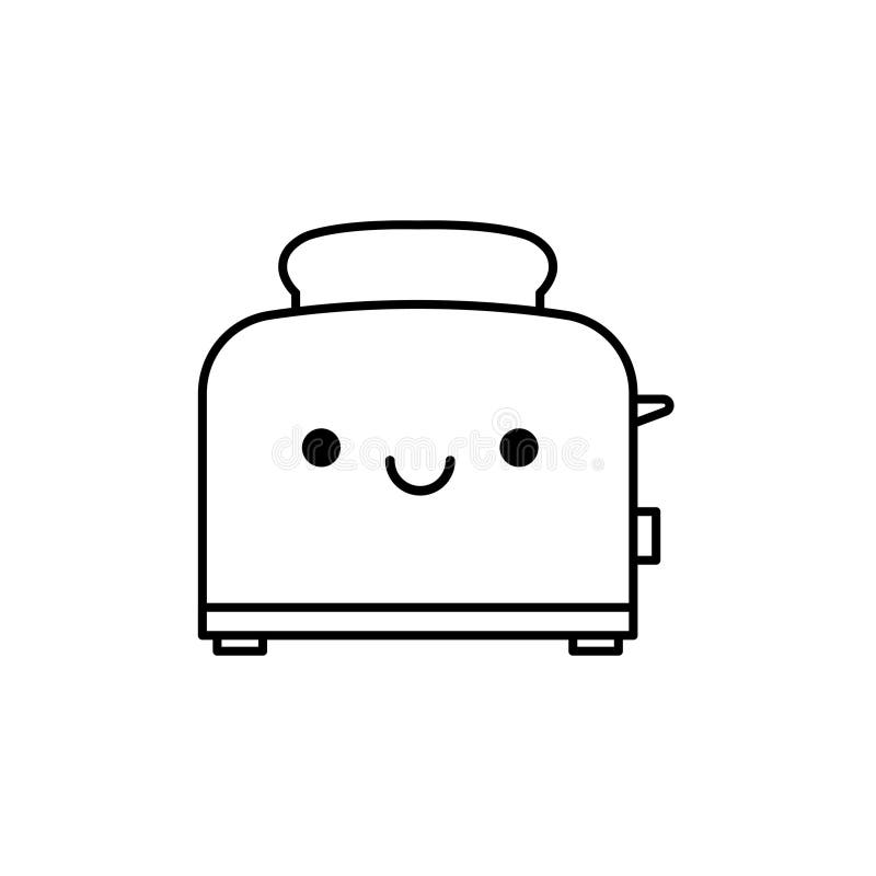 Cute Happy Smiling Toaster Character Line Icon Stock Vector ...
