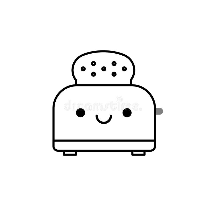 Cute Happy Smiling Toaster Character Line Icon Stock Illustrations – 7 ...