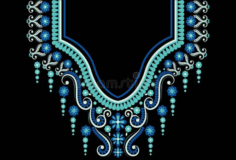 Neckline Design. Floral Lace Pattern Embroidery Ethnic Embroidery ...