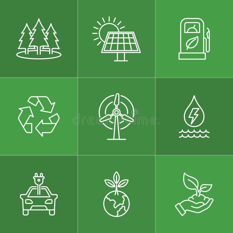 Sustainability and Environmental Icon Set Stock Vector - Illustration ...