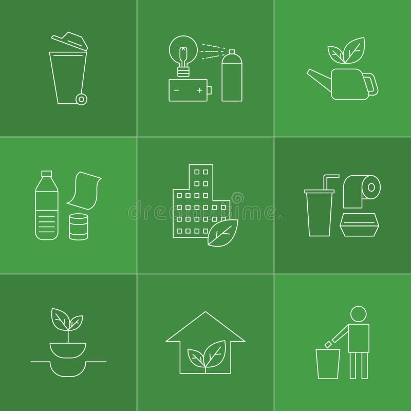 Sustainability and Environmental Icon Set Stock Vector - Illustration ...