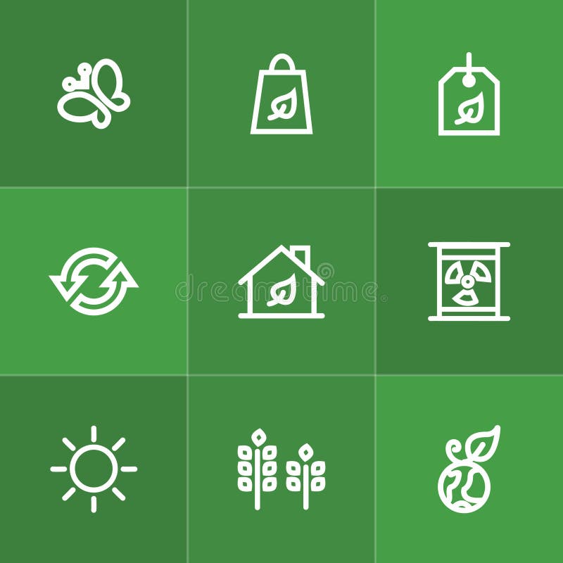 Sustainability and Environmental Icon Set Stock Vector - Illustration ...